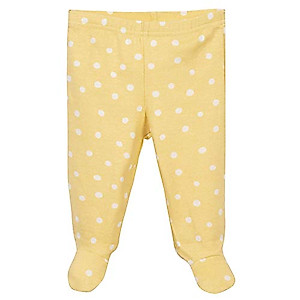 Gerber Baby Girls 3-Piece Shirt, Footed Pant, and Cap Set, Yellow/Ivory, Newborn