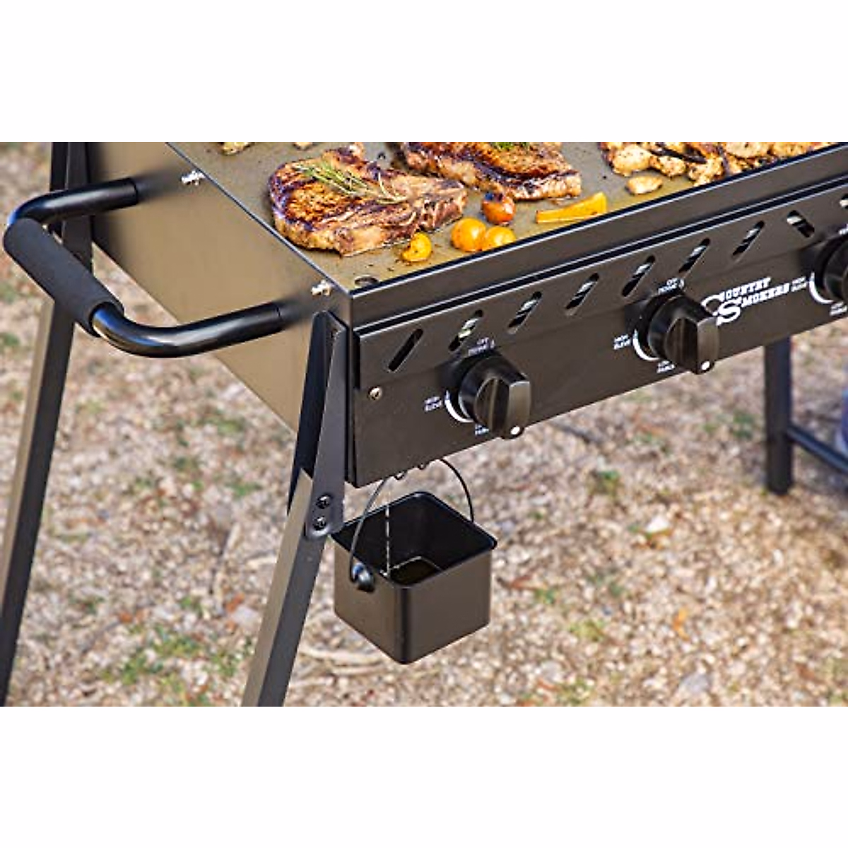 Country Smokers CSGDL0590 The Highland 4-Burner Portable Griddle, Large, Black