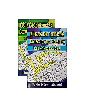 Crucigrama-Sopas De Letras 8" x 5" Digest Size 2 Titles, Word Search Find Words Books for Adults Teens, Training Learning with Game, 2-Pack