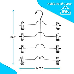 DEILSY 4-Tier Skirt Hanger 3PK Skirt Hangers with Clips Space-Saving Tiered Skirt Hangers with Adjustable Clips Cascading Clothing Hangers for Skirts, Shorts, Pants, Jean