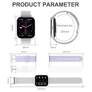 Erkwei Smart Watch for Women(Answer Call/Dial) Waterproof Smartwatch for Android iOS Phones 1.7 Inches Fitness Tracker with Pedometer Heart Rate Sleep Monitor Digtal Watch Silver