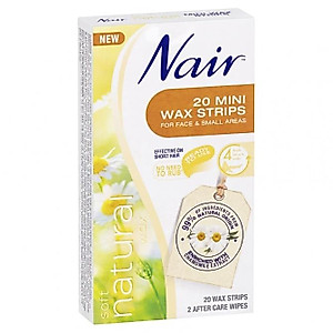 Nair Hair Remover Soft Natural Mini Wax Strips, Pack of 20