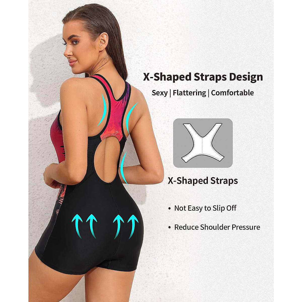 beautyin Swimsuit Women Boyleg One Piece Water Aerobic Traininig Lap Bathing Suit