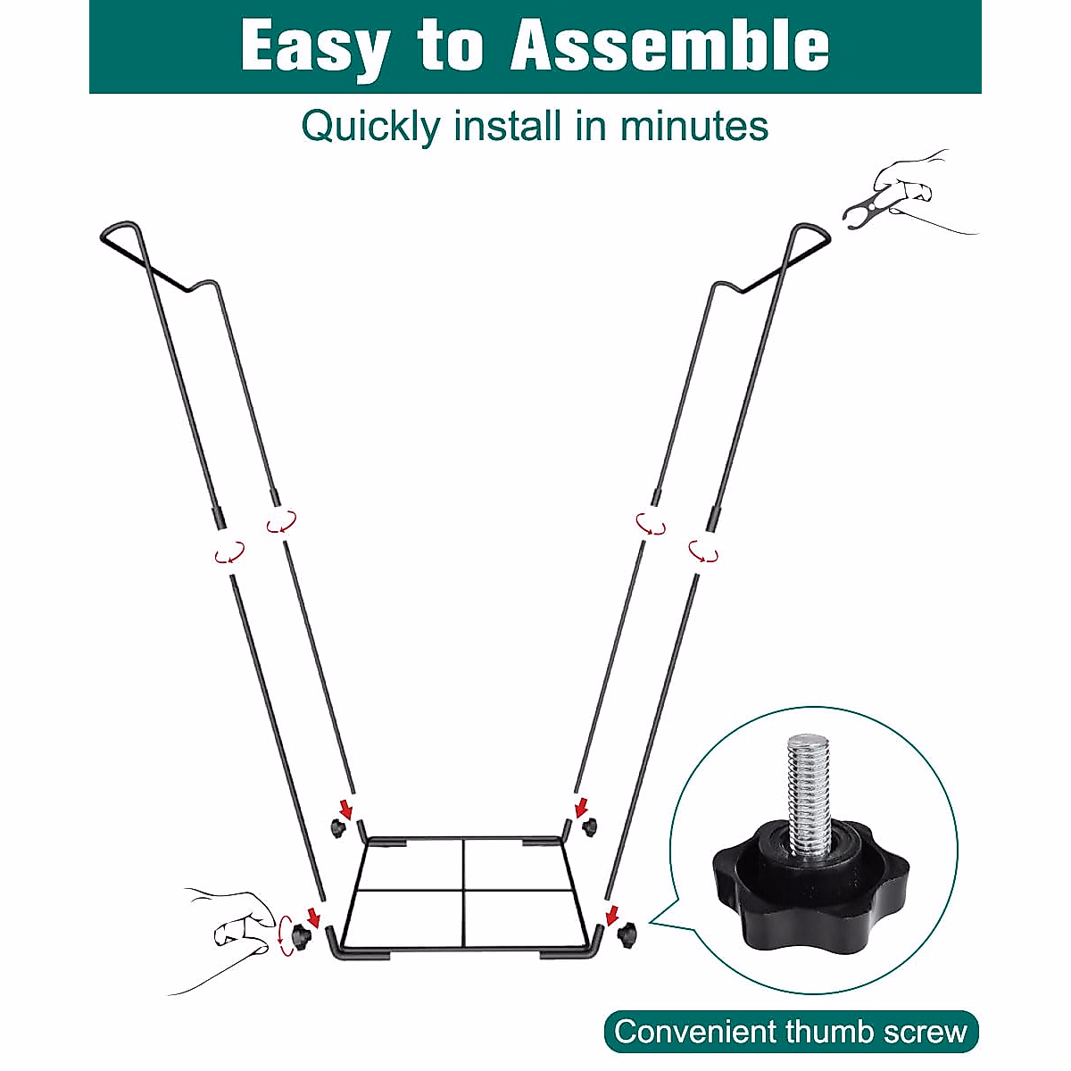 Tuohours Outdoor Trash Bag Holder Stand - Heavy Duty Metal Garden Garbage Bag Support Frame for 30-45 Gallon Capacity, Multi-Use Portable Yard Leaf Bag Stand for Leaves, Camping, Weeding, Lawn Party