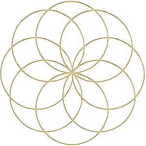 Outuxed 8pcs 10inch Metal Crafts Hoops Wreath Macrame Creations Ring for DIY Crafts Dream Catchers, Floral Macrame Hoop for Wedding Decor, Wall Hanging Craft, Gold