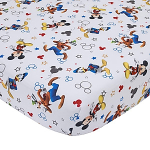 Disney Mickey Mouse Having Fun Super Soft 2 Piece Toddler Sheet Set, White/Grey/Blue/Red(Pack of 1)