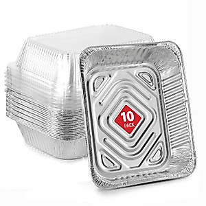 Stock Your Home 9x13 Disposable Baking Pan with Lid (10 Pack) Heavy Duty Aluminum Cake Pans with Lids, Clear Plastic Cover, Food Container for Lasagna, Casserole, Brownie, Rectangular Sheet Tray