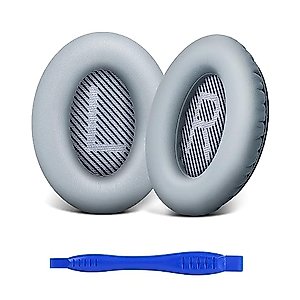 Link Dream Replacement Ear Cushions for Bose Quiet Comfort 35 Soft Protein Leather Replacement Ear Pad for Bose QC 35/25 / 15 QC2 / Ae2 / Ae2i / Ae2W / Sound Link/Sound True (Light Grey)