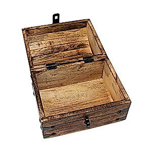 Nautical Cove Wooden Pirates Treasure Chest Box Pirate Treasure Map and Gold Coins/Gems