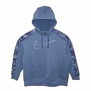 Nike Women's Oversized Therma Fleece Stretch Hoodie Camo (as1, alpha, m, regular, regular, Smokey Blue)