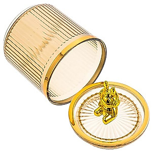 Garneck 2pcs space bunny storage tank cotton round holder medicine bottles with caps round vanity tray candy dish covered candy bowl bathroom canister acrylic canister clear acrylic jar