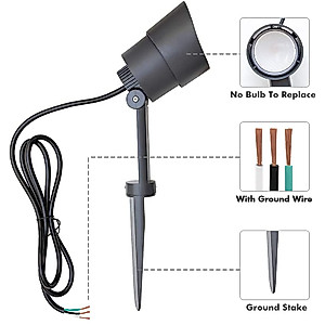 LUTEC Light Outdoor Spotlight, LED Landscape Lighting, Waterproof Outdoor Spotlight, 145°Adjustable, 6W 389 Lumens 3000K, Spot Lights for Yard Garden Driveway Porch Walkway Pool Patio