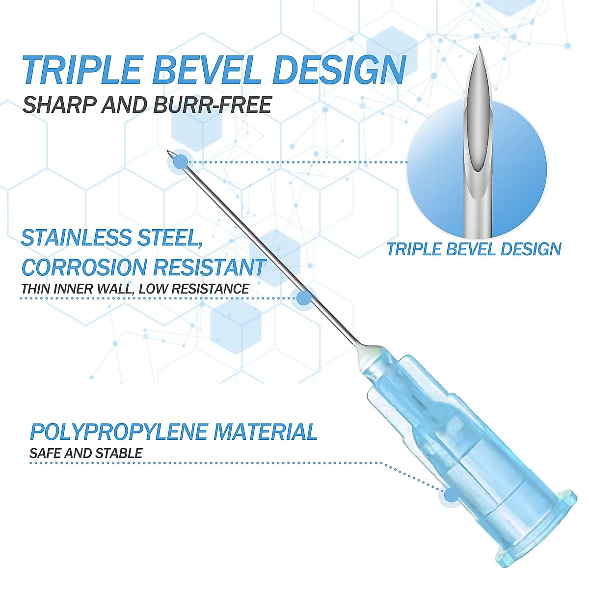 100Pack 23 Gauge 1 Inch 25MM Sterile Disposable Injection Needle for Lab Industrial Measuring, Refilling Inks, Plant and Crafts, Individually Wrapped