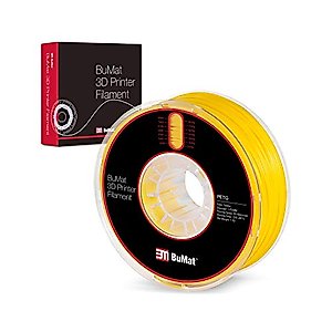 BUMAT PETG 3D Printer Filament, 1.75mm (Yellow), 1kg Spool (2.2lbs), Guaranteed Fresh, Dimensional Accuracy +/- 0.02mm, Tangle-Free, Fits Most FDM Printers [Risk-Free]