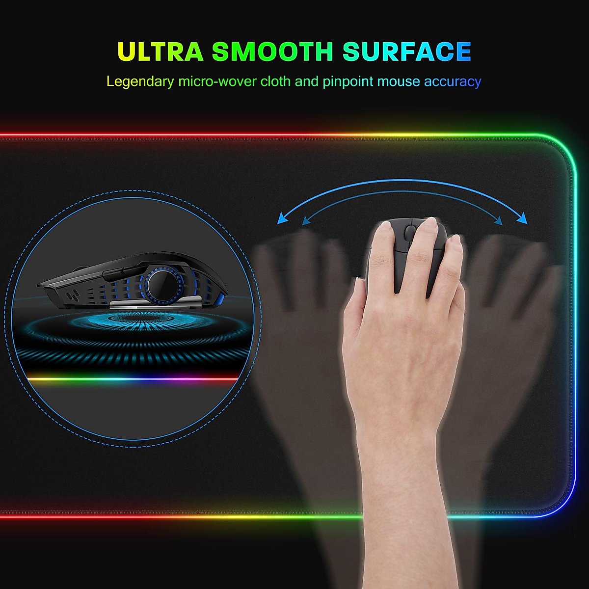 YXLILI Mouse Pad Gaming Large Mouse Pads for Keyboard and Mouse Extended RGB Mouse Mat, 12 Lighting Modes, Waterproof, Non-Slip Rubber Base XXL Mousepads for Desk Computer PC Laptop-31.5 X 12inches