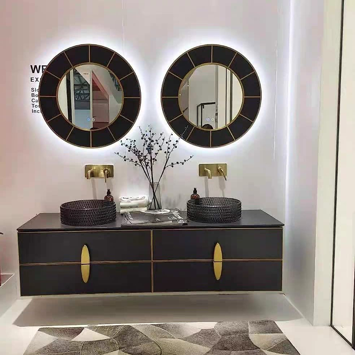 Lovedima Black Glass Vessel Sink,Bathroom Vanity Wash Sink Above Counter