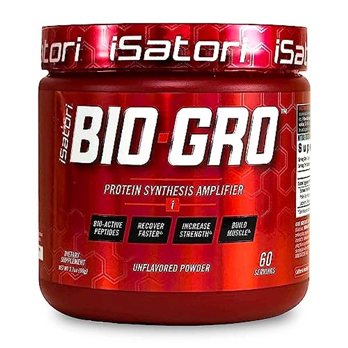 iSatori Bio-GRO Protein Synthesis Amplifier - Build Lean Muscle, Speed Recovery and Increase Strength - Bio-Active Proline-Rich Peptides Post Workout Muscle Builder - Unflavored (60 Servings)