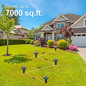 Mole Repellent Solar Powered 4 Pack,Snake Vole Repellent Outdoor, Gopher Repellent Ultrasonic Solar Powered for Lawn Garden Waterproof, Sonic Mole Spikes,Get Rid of moles Groundhog Chipmunk Repellent