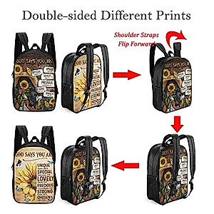 African American Backpack - Sunflower Girl God Says You Are - Large Bookbag Double Sided Prints Travel Backpack - Unisex Casual Backpack School Backpack for Black Girl, 17 Inch