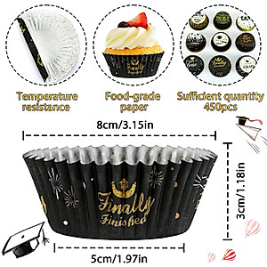 Graduation Cupcake Liners, SANNIX 450pcs Congrats Grad Baking Cups 2023 Cupcake Wrappers Paper Wraps Muffin Liners for Graduation Birthday Party Candy Cake Decorations Supplies (9 Designs)