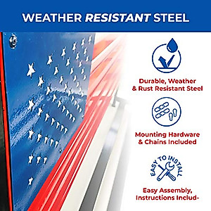 BACKYARD EXPRESSIONS PATIO · HOME · GARDEN 908353-NM Outdoor Porch Metal American Flag Patio Swing-Red, White and Blue-Backyard Expressions