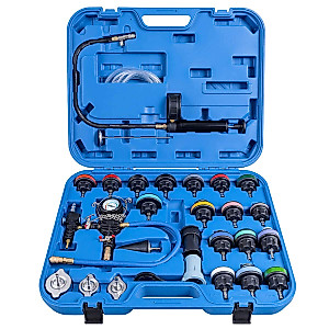 Goplus 28-Piece Universal Radiator Pressure Tester, Vacuum Type Cooling System Tool Kit w/Carrying Case (Blue Case)