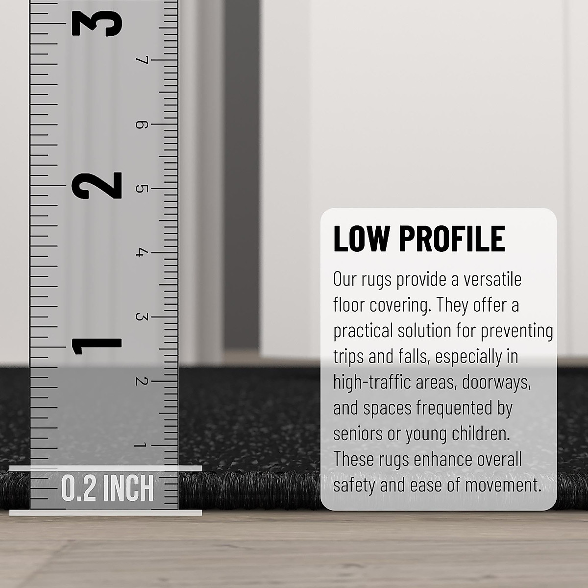 Ottomanson Ottohome Collection Non-Slip Rubberback Modern Solid Design 2x3 Indoor Area Rug/Entryway Mat, 2'3" x 3', Black