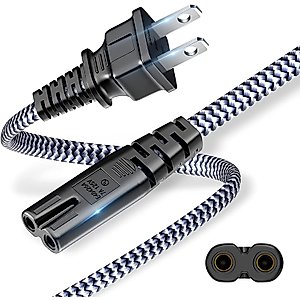 Power Cord,RIKSOIN Short 2 Prong Power Cable 1.64ft/0.5m AC Power Cable 7A 125V 18AWG Electric Adapter Cables 2 Pin Replacement Cable for PS5,PS4,PS3,Game Console,Printer,Monitor, Speaker,HDTV