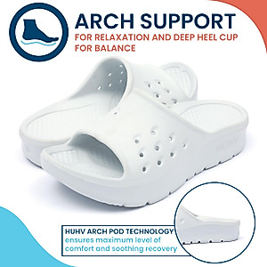 HUHV Max Cushion Arch Pod Tech Recovery Women's Slide - Light Grey, Size 9 US