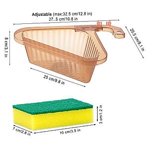 Kitchen Sink Drain Basket, Swan Basket Strainer Pack-3, Adjustable Kitchen Triangle Sink Filter with Sticky Hook and Cleaning Sponges Set of 3,for Kitchen Sink Faucet Hangs
