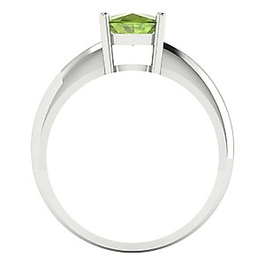 Clara Pucci 1.50 ct Cushion Cut Solitaire Genuine Natural Green Peridot Engagement Bridal Promise Anniversary Ring 14k White Gold