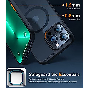 TORRAS Magnetic Designed for iPhone 14 Pro Case, Military Grade Drop Tested, Compatible with MagSafe, Slim Protective Matte Silicone for iPhone 14 Pro Phone Case, 6.1", Translucent Back/Black Edge