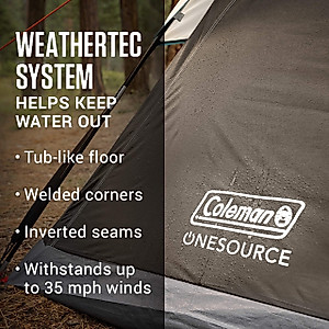 Coleman OneSource Rechargeable 4/6 Person Camping Tent with Airflow System & LED Lighting, Includes Rainfly, Tent Fan, Lights, and Interchangeable Battery Pack, Easy Setup Tent for Camping