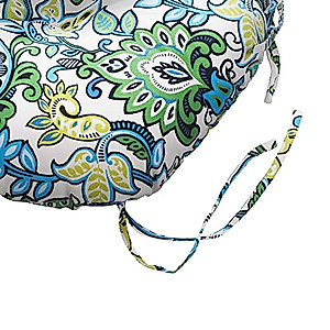 Indoor/Outdoor Seat Cushions All Weather Patio Chair Pads with Ties, Comfortable Round Bistro Chair Cushions for Home Office and Garden Furniture Decoration 15"x15"x4", 2 Pack, Floral Blue Green