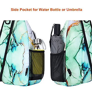 MOSISO Sling Backpack, Multipurpose Travel Hiking Daypack Rope Crossbody Shoulder Bag Marble MO-MBH189