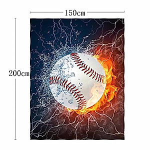 Super Soft Velvet Plush Throw Blanket Custom Design Cozy Fleece Blanket (Large) Perfect for Couch Sofa or Bed Beautiful 3D Baseball Printed