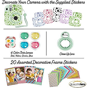 Fujifilm Instax Mini 12 Instant Camera with Case, 60 Fuji Films, Decoration Stickers, Frames, Photo Album and More Accessory kit (Mint Green)