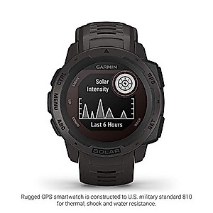 Garmin Instinct Solar, Solar-Powered Rugged Outdoor Smartwatch, Built-in Sports Apps and Health Monitoring, Graphite (Renewed)