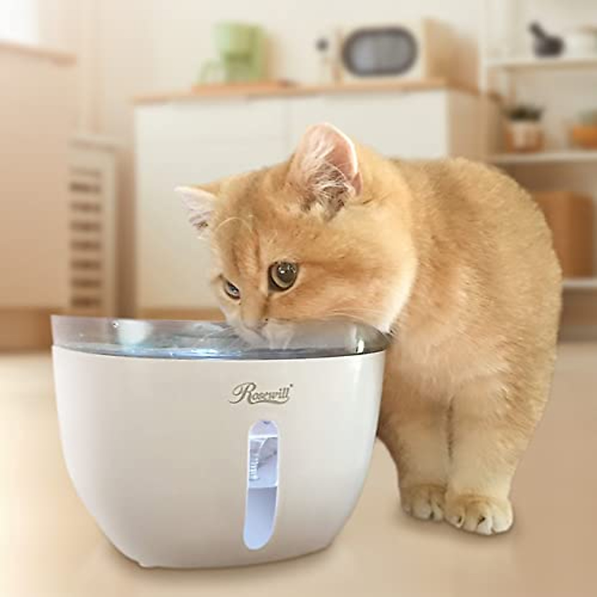 Rosewill 2L Automatic Pet Water Fountain, LED Indicator & Auto Turn Off, 2 Modes Water Dispenser, Incredibly Quiet, Low Energy Consumption, White - (RPWF-21001)