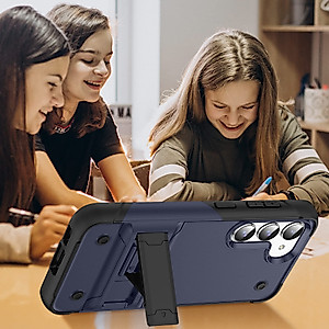 Asuwish Phone Case for Samsung Galaxy S23 5G with Tempered Glass Screen Protector Cover and Slim Stand Military Grade Hybrid Cell Accessories S 23 23S GS23 G5 SM-S911U 6.1 inch Women Men Blue