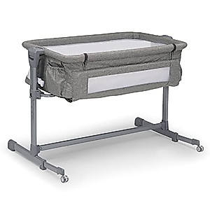 Delta Children Close2Me Bedside Baby Bassinet Sleeper with Breathable Mesh and Adjustable Heights - Lightweight Portable Crib, Grey
