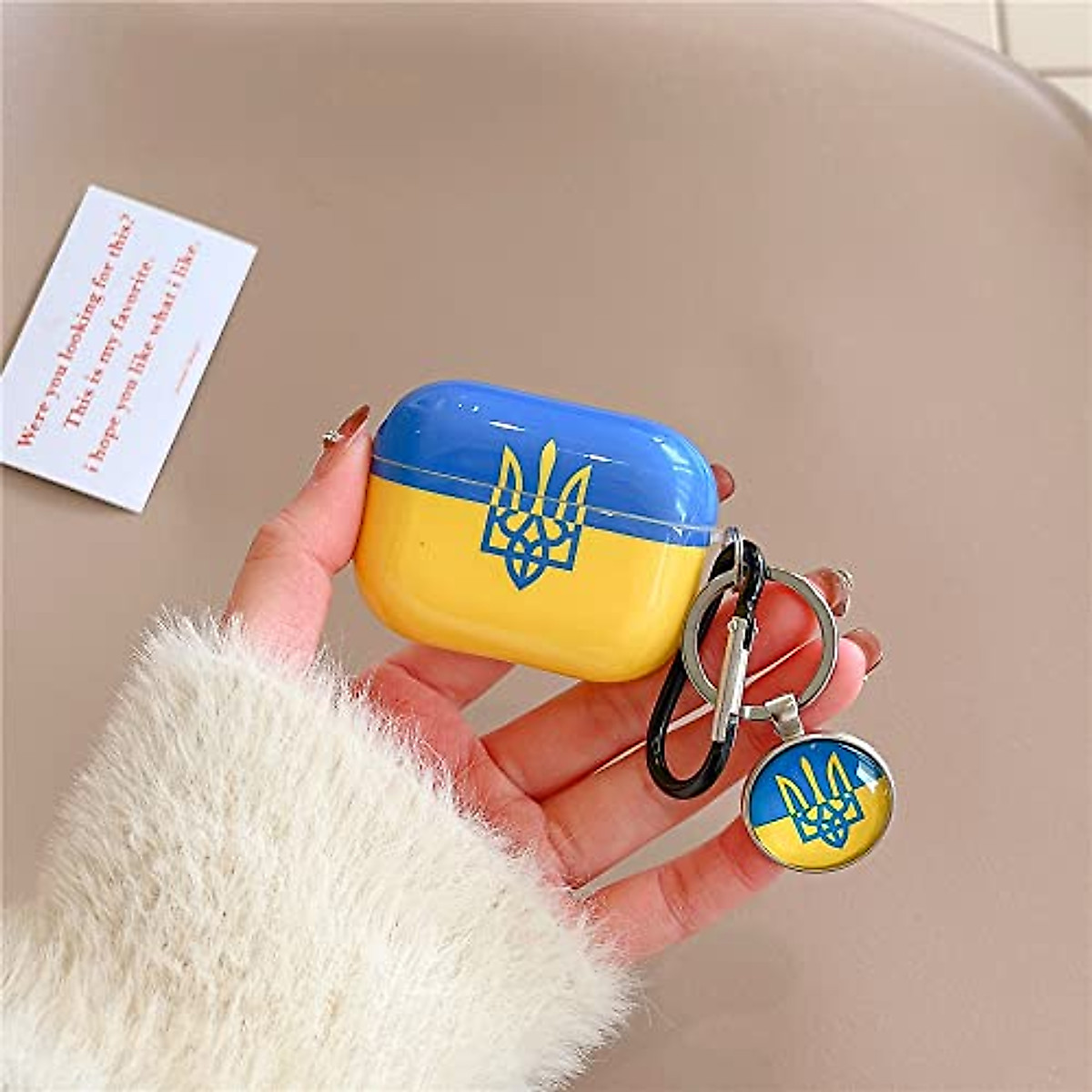 Compatible Airpod pro 2 Generation Protective Cover, Ukraine Cool Skin Design, 3D Cute Style Skin, Silicone Keychain Accessories Protective Cover for Men and Women Airpod pro 2 case (Flag of Ukraine)