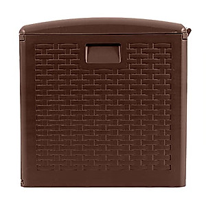 Plastic Development Group Multipurpose 73 Gallon Resin Outdoor Backyard Patio Storage Deck Box Container with Soft Close Lid, Java Brown