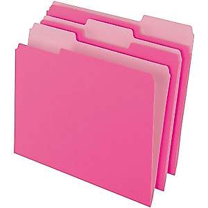 Pendaflex Two-Tone Color File Folders, Letter Size, 1/3 Cut, Pink, 100 Per box (152 1/3 PIN), 12 x 9.88 x 2.38 inches