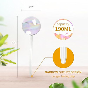 KiKiHeim 3Pcs Plant Watering Globes, Rainbow Self Watering Globes, Hand Blown Self Watering Planter Insert Spikes Plant Accessories, Glass Water Bulbs for Plants