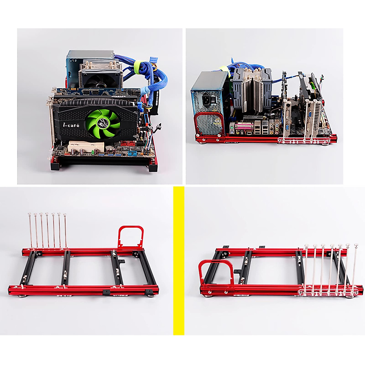 Mini ITX MATX ATX PC Test Bench DIY Open Air Frame Overclock Vertical Case Computer Mount Aluminum Chassis for HTPC Graphics Card/Games/Cooling