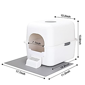 Sfozstra Urine Litter Box with Pedal for Small Cats Approx 8Lbs, Fully Enclosed Leak-Proof ,High Edge and Odorless ,Easy to Carry and Clean (White with Handle, S)