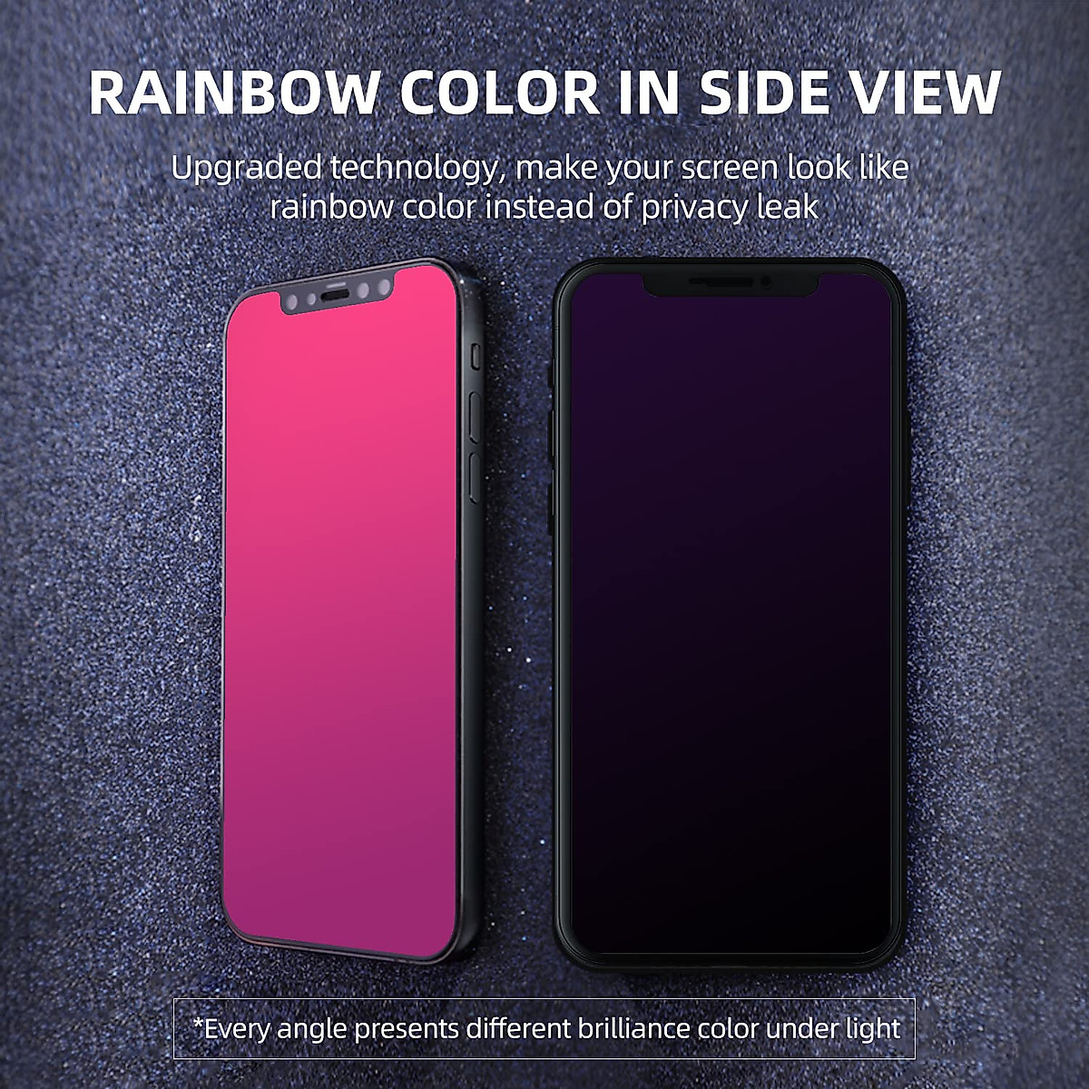 EGKimBa Privacy Screen Protector compatible with iPhone 12 Pro Max, 6.7 inch Gradient Colorful Electroplated Anti-Spy Anti-Blue Light Easy Installation Tempered Glass