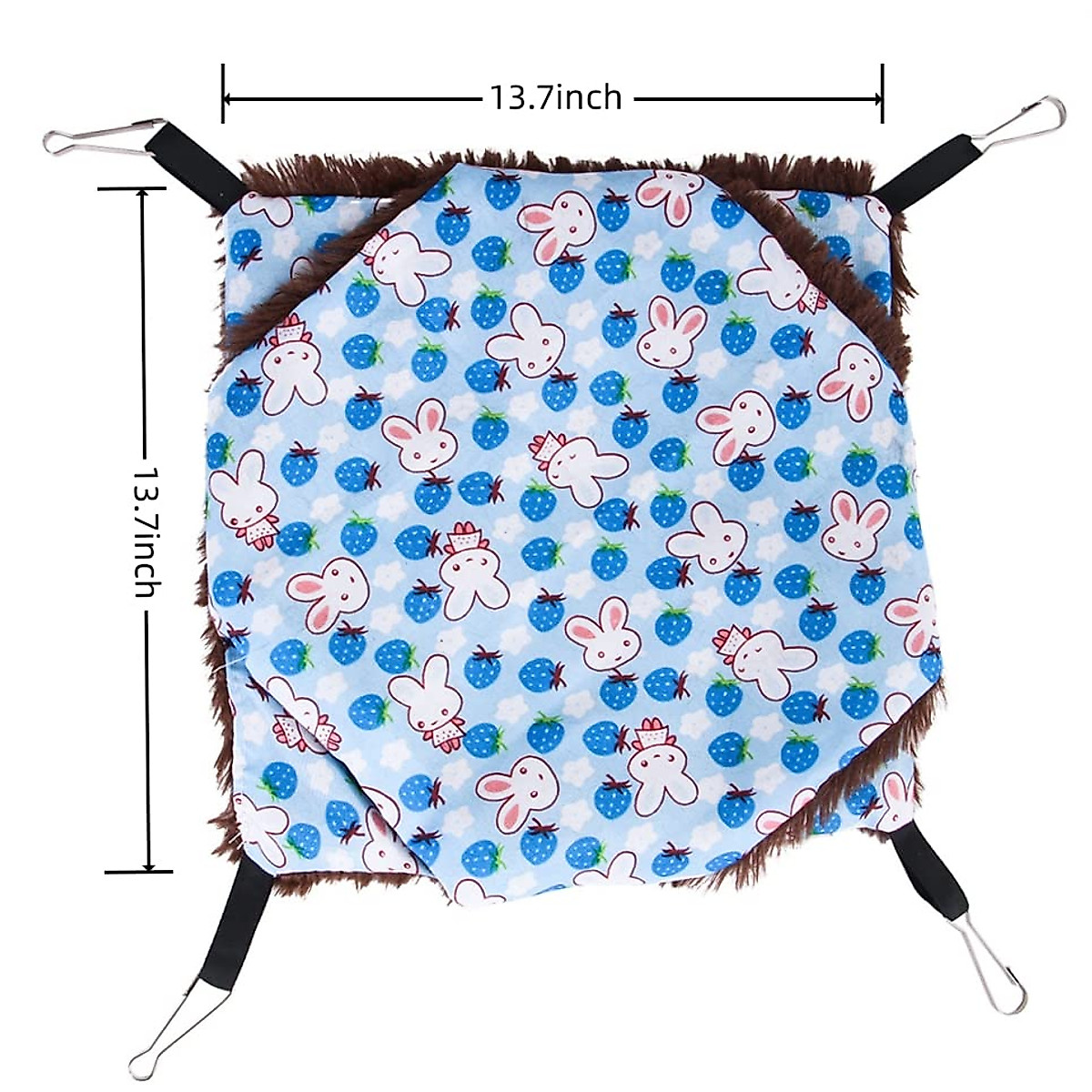 2 PCS 13.7×13.7inch Small Guinea Pig Rat Hammock Guinea Pet Small Animal Hanging Hammock Bunkbed for Sugar Glider Squirrel Playing(Blue and Purple)
