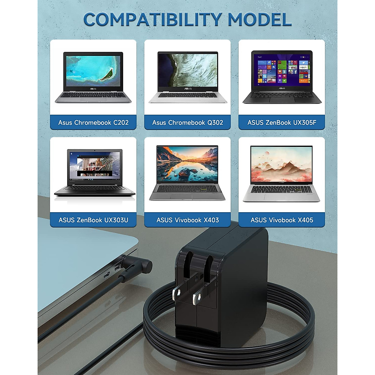 45W 33W AC Adapter Laptop Charger Compatible with ASUS AD883J20 X540S X540L Q504U Q302L X553M UX360C Q200E C300S C300M Q200E Q502LA Q302U X200MA X541NA ZenBook UX305 UX330 UX330U UX360